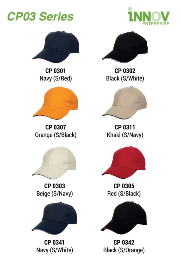 CP03 Baseball 6-Panel Cotton Brush Cap - Innov Enterprise