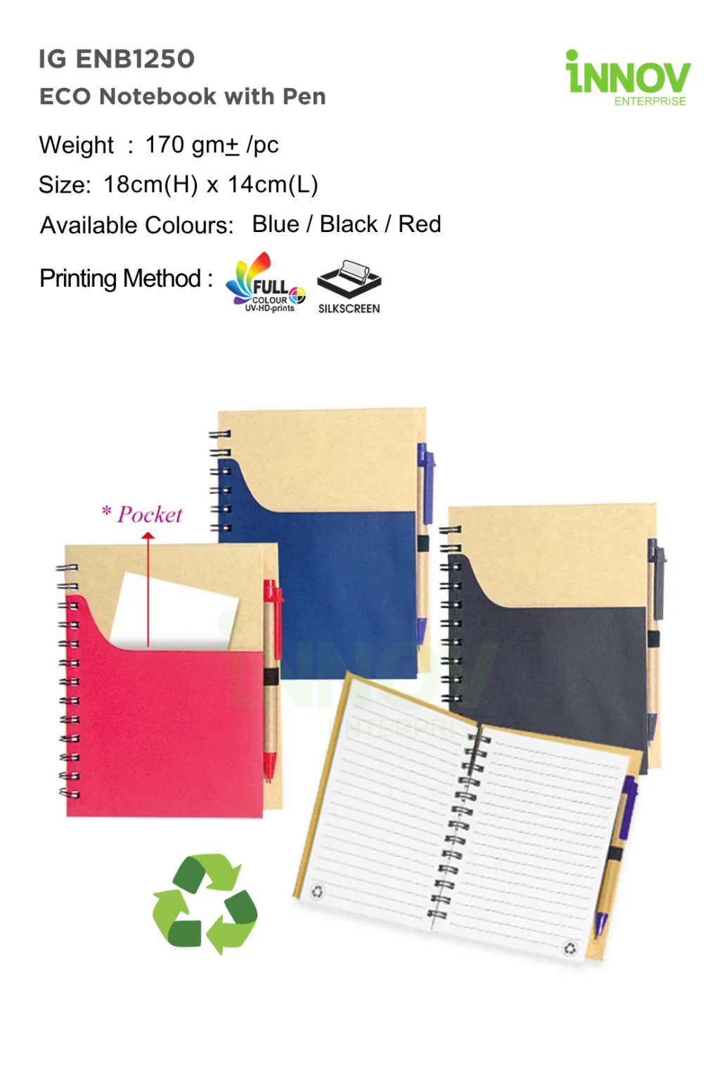 Personalised Eco Notebook with Pen Singapore | Pocket Design Notebook ...