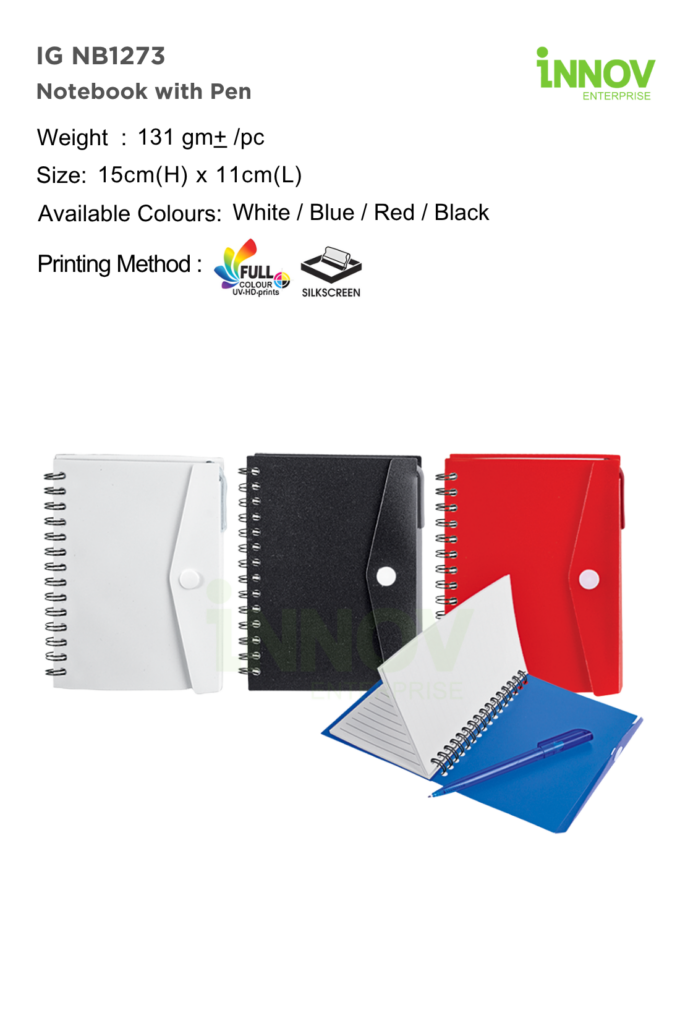 Spiral Custom Notebook with Pen Singapore | Lock Button Notebook for ...